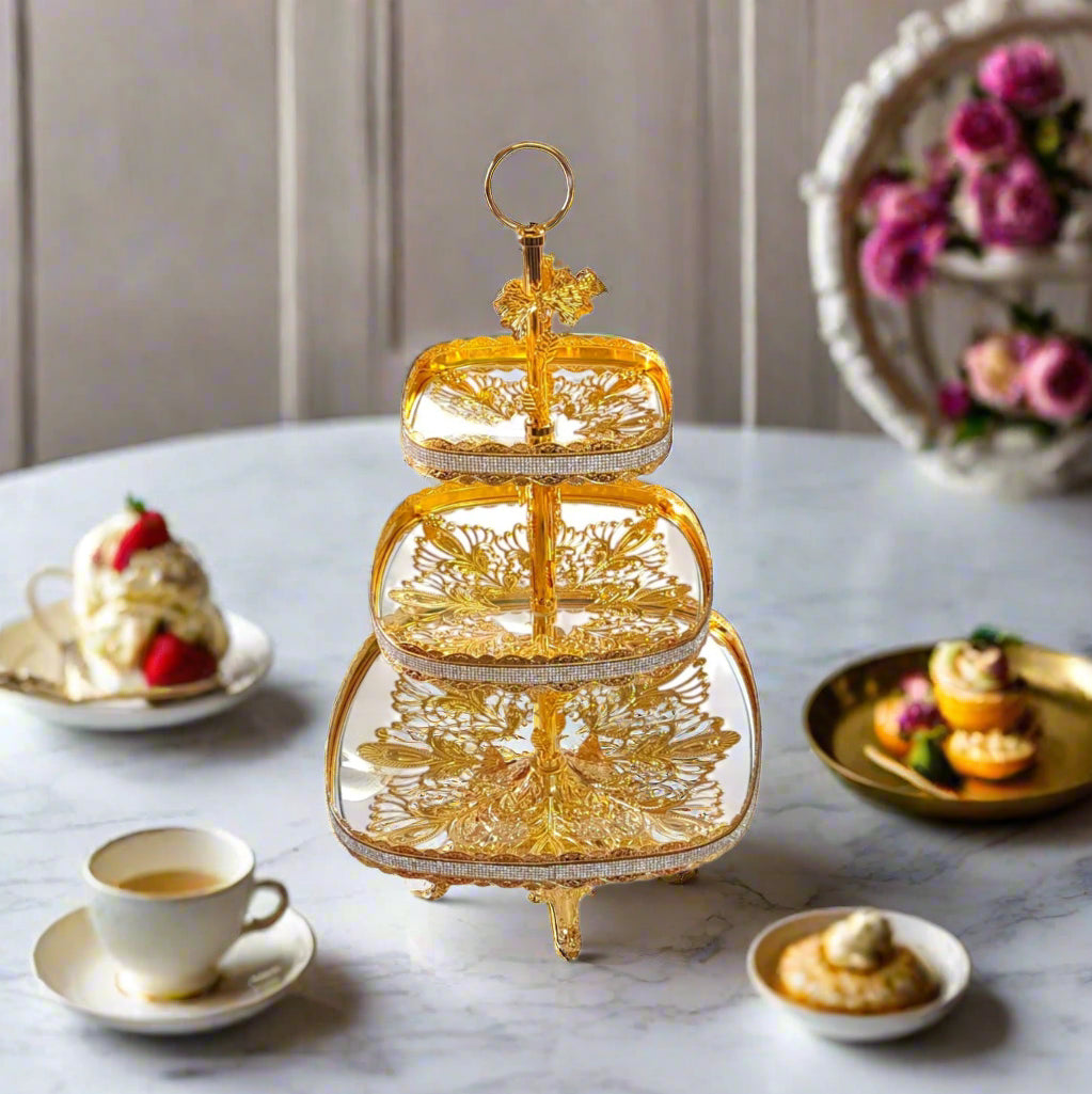 Gold 3 Tier Decorative Stand – Cut Price South Africa